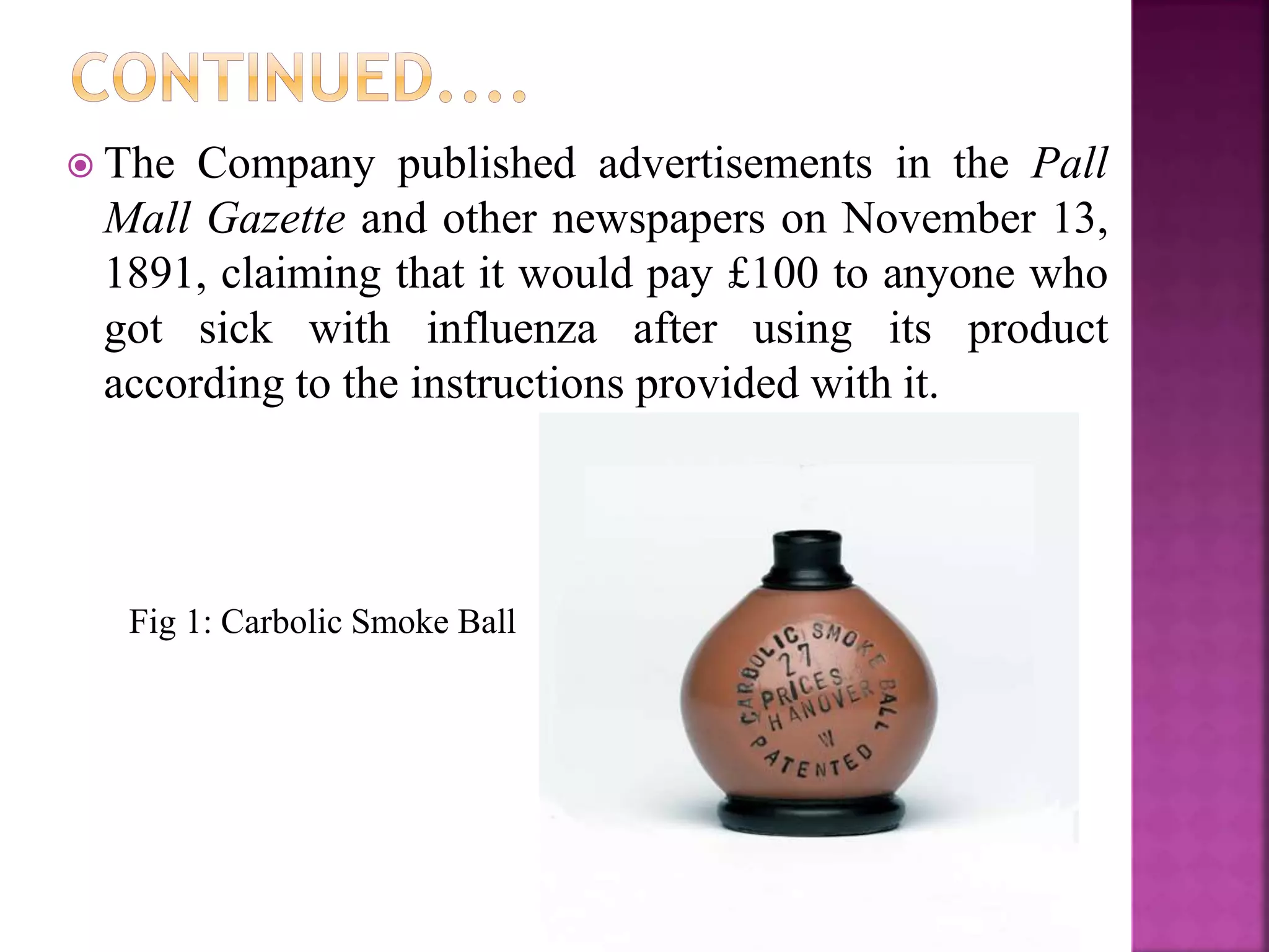 Case#4 Carbolic smoke ball Case Study | PPTX