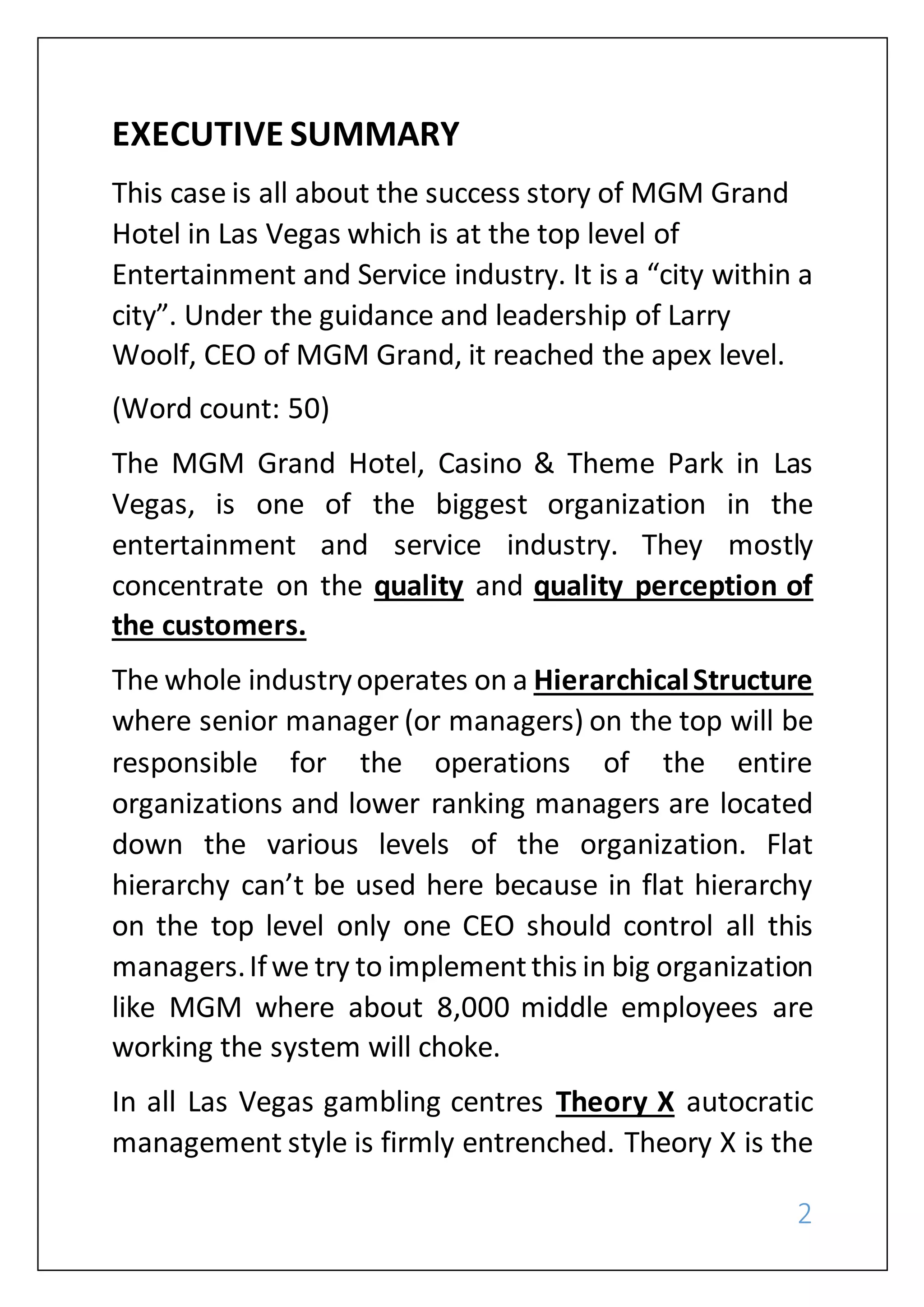 MGM Grand: A Structure For Success | DOCX