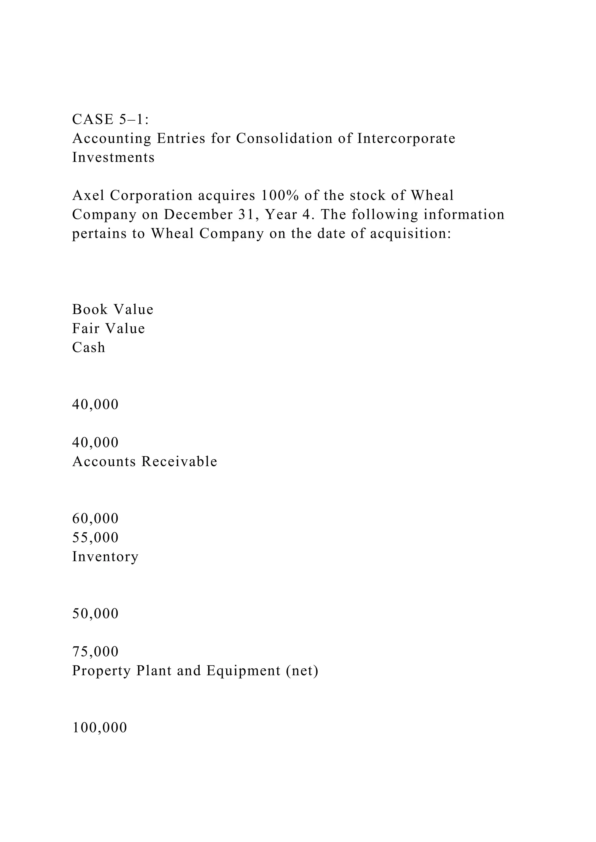 CASE 5–1 Accounting Entries for Consolidation of Intercorporate.docx