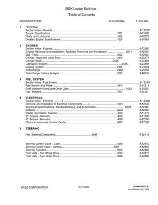 Case 580k Backhoe Phase 3 Service Manuals | PDF