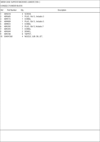 Case 580 sr backhoe loader parts catalogue manual | PDF
