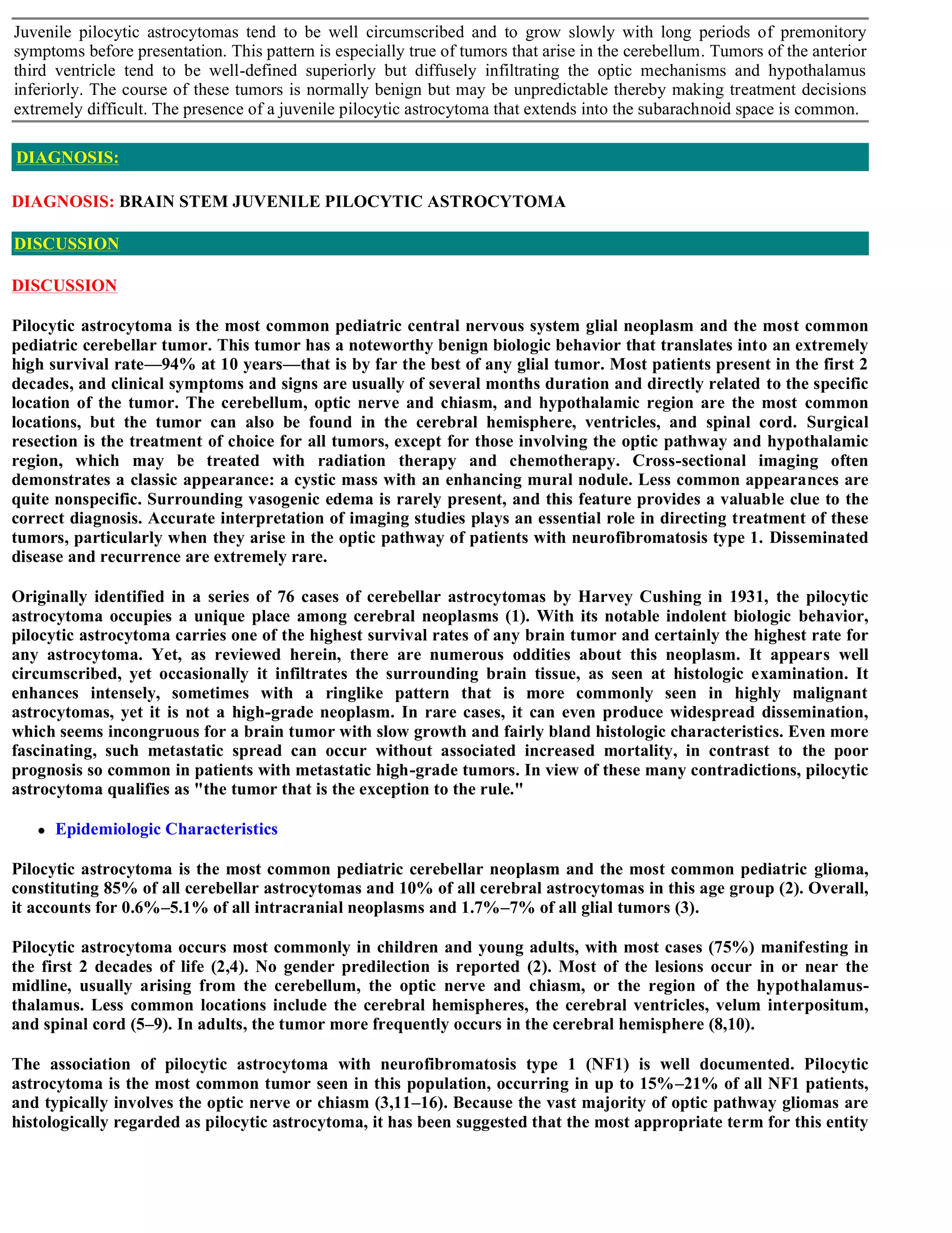 Case record...Brain stem pilocytic astrocytoma | PDF