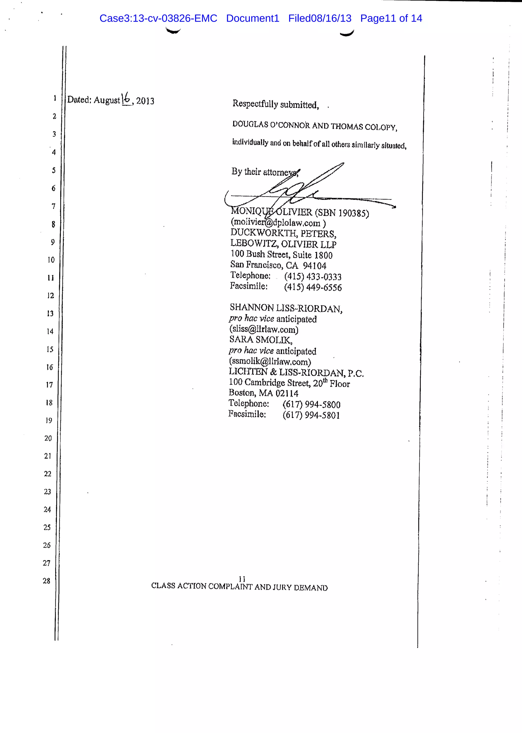 Uber Lawsuit Documents: Case6 b-o-connor-colopy-v-uber | PDF | Law