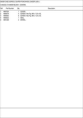 Case 695 sr series 2 backhoe loader parts catalogue manual | PDF