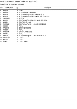 Case 695 sr series 2 backhoe loader parts catalogue manual | PDF