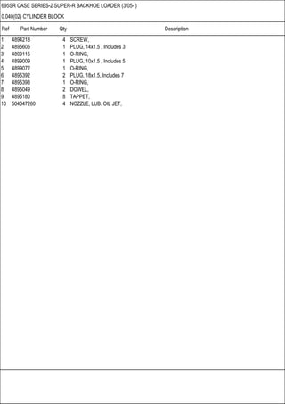 Case 695 sr series 2 backhoe loader parts catalogue manual | PDF