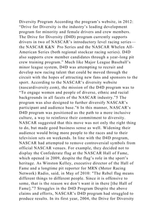 Case 6 NasCaR’s Drive for Diversity Can They Reach the Finish Li.docx