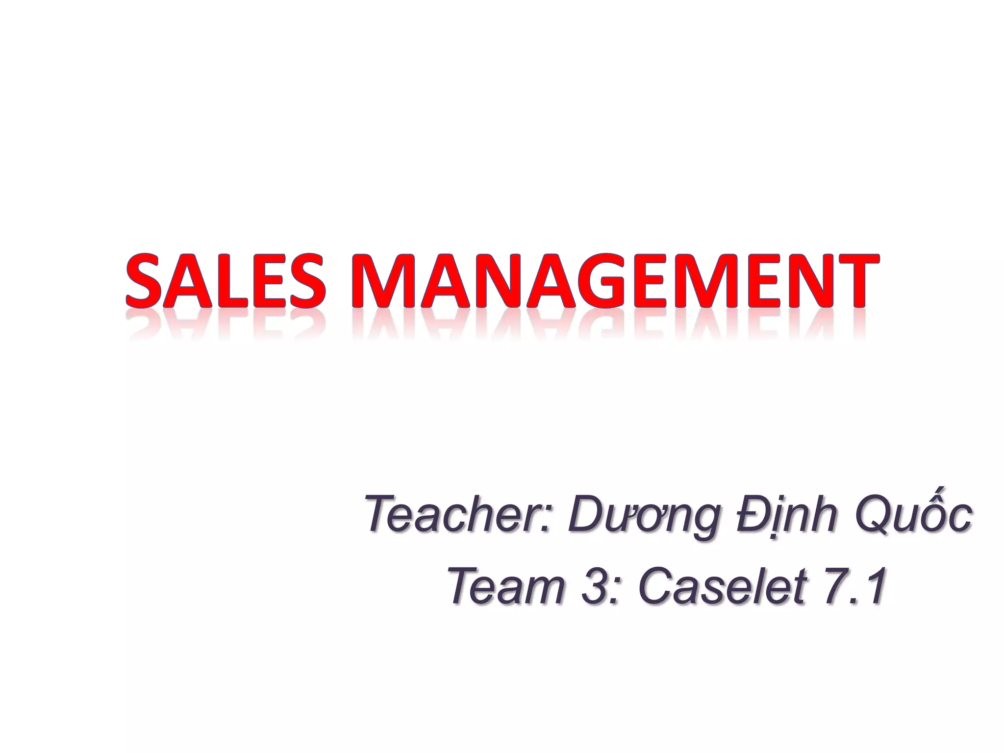Case 7.1 Sales management | PPT