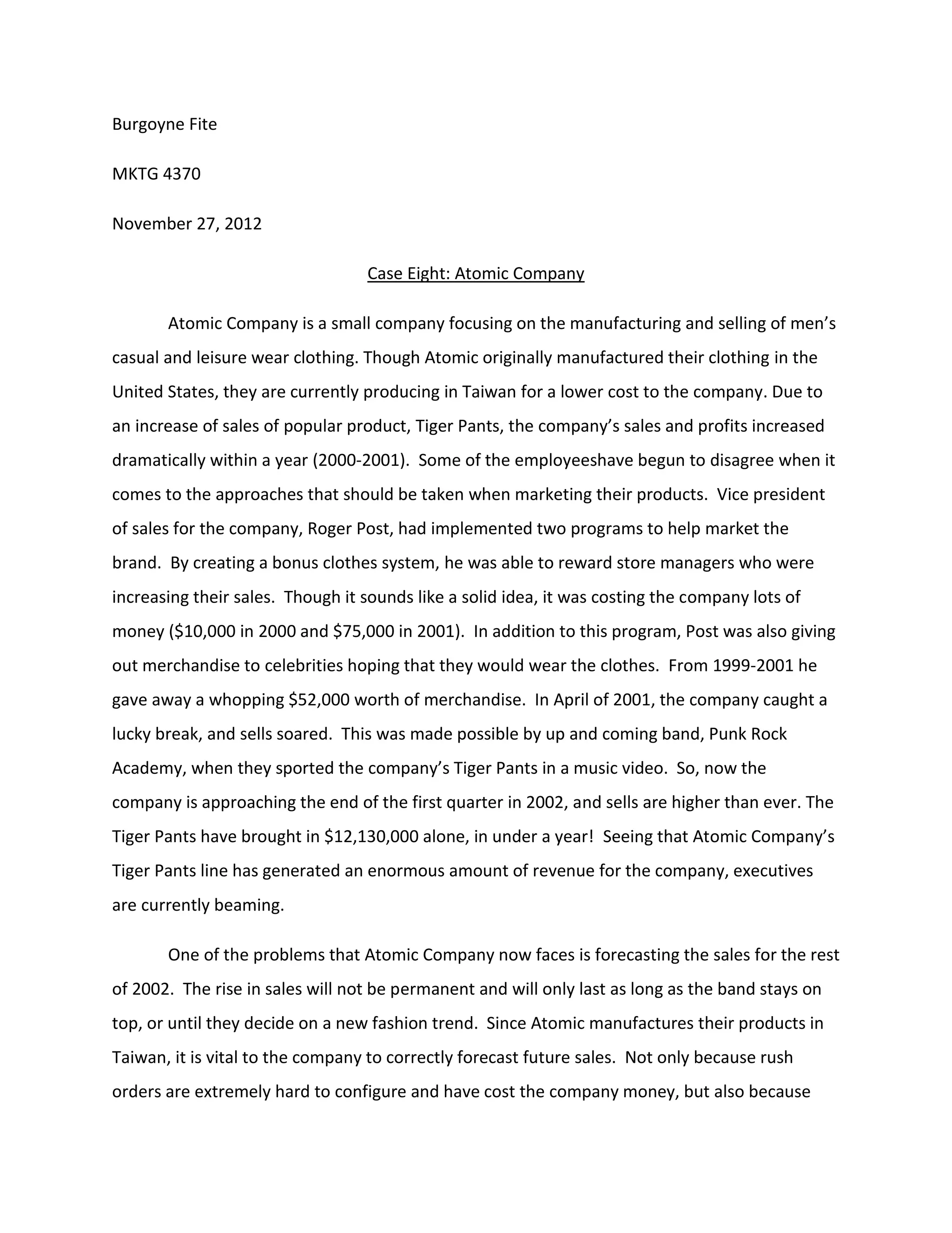 Atomic Company case study | DOCX