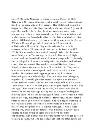 Case 9 Bulimia Nervosa in Gorenstein and Comer (2014)Rita was a.docx