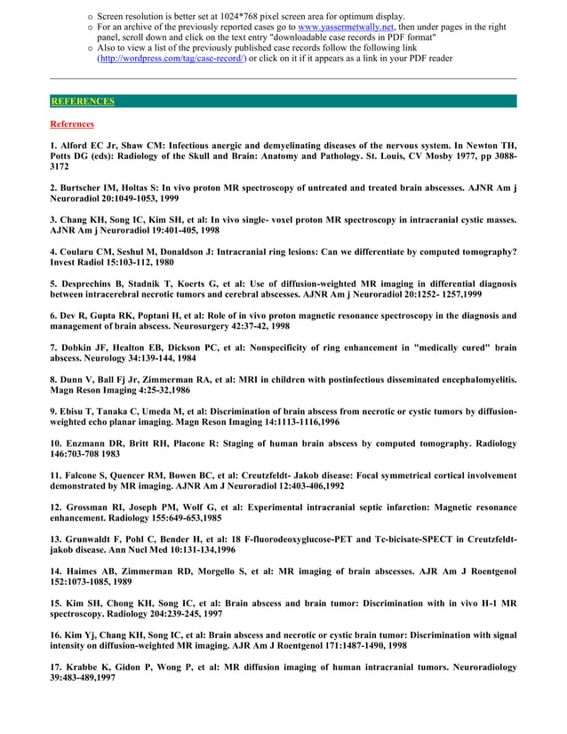 Case record...Multiple pyogenic brain abscesses | PDF
