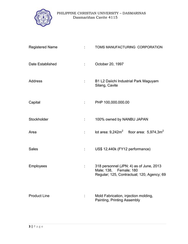 Case analysis toms manufacturing corporation | PDF