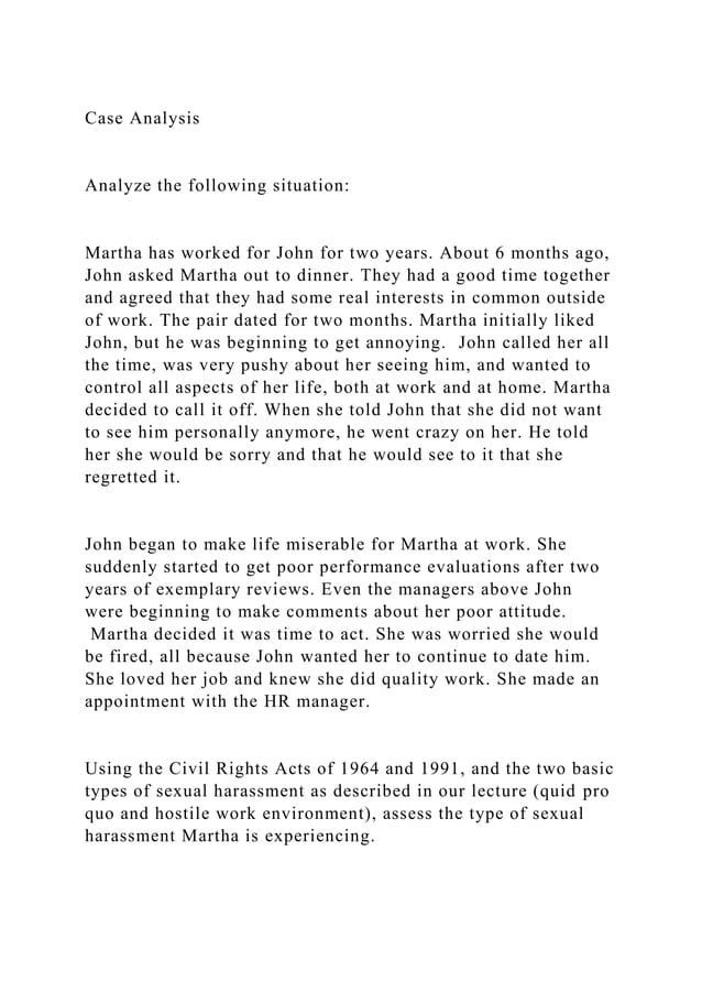 Case AnalysisAnalyze the following situationMartha has .docx