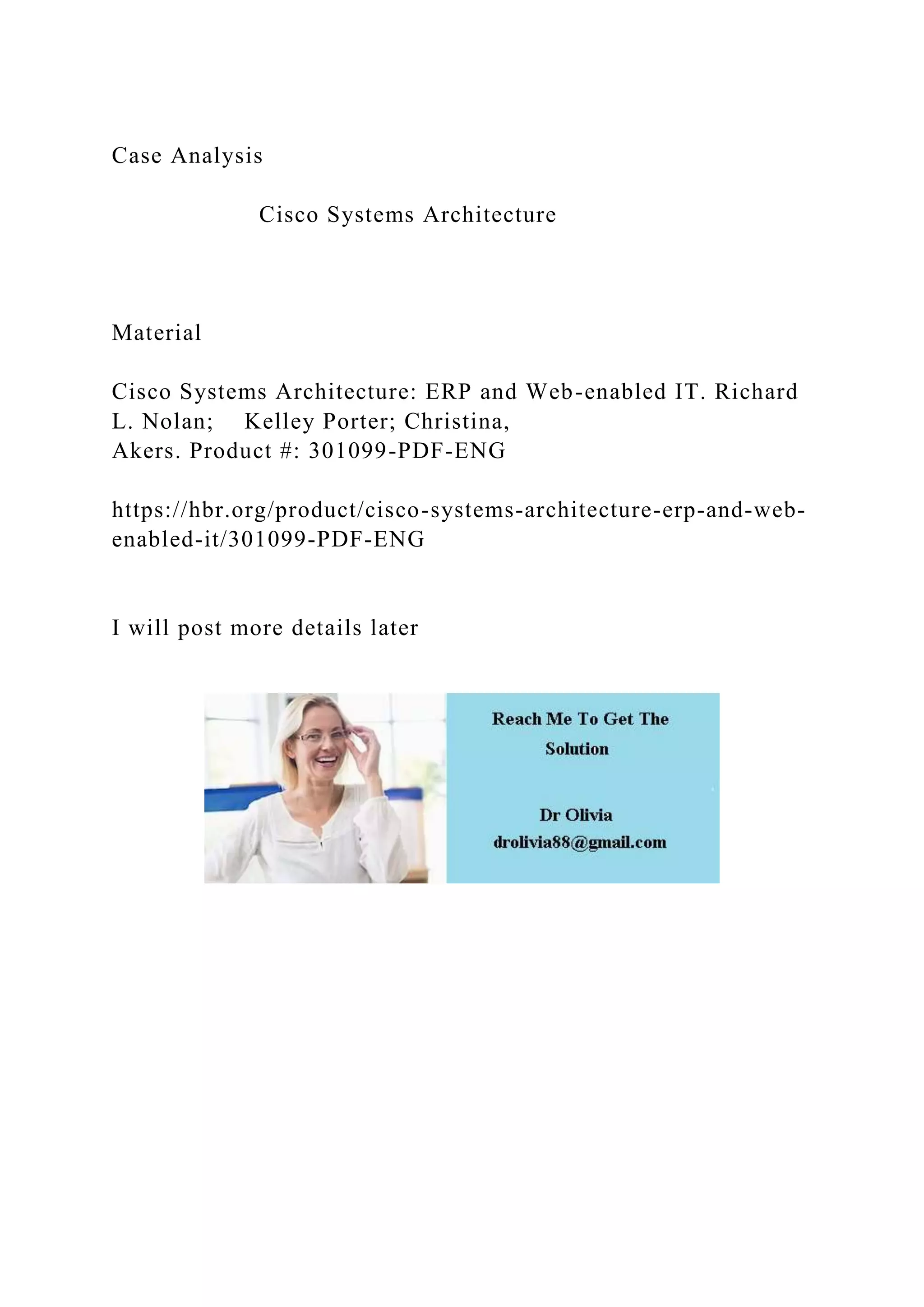 Case Analysis Cisco Systems Architecture.docx