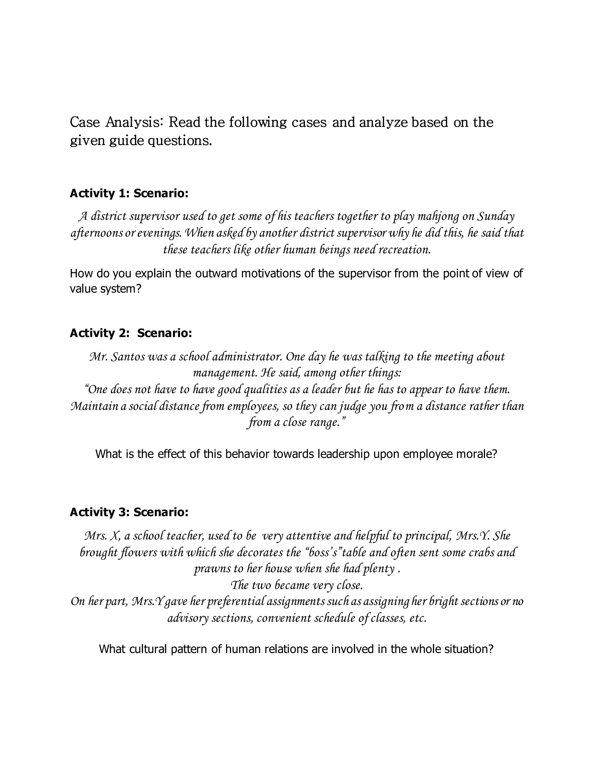 Case analysis educ admin 1 | DOCX