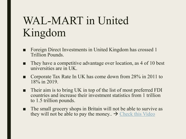 Case analysis of wal mart | PPTX | Retail Industry | Industries
