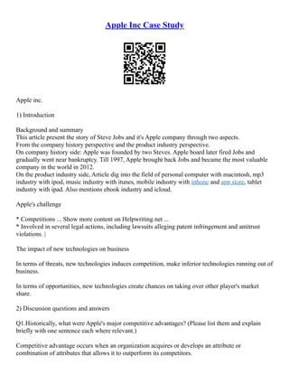 Case Analysis On Apple Inc | PDF