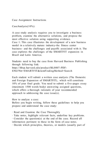 Case assignment instructions caseanalysis(10)a case study | DOCX