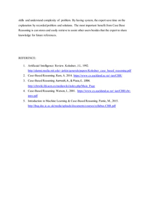 Case based reasoning technique | DOCX | Operating Systems | Computer Software and Applications