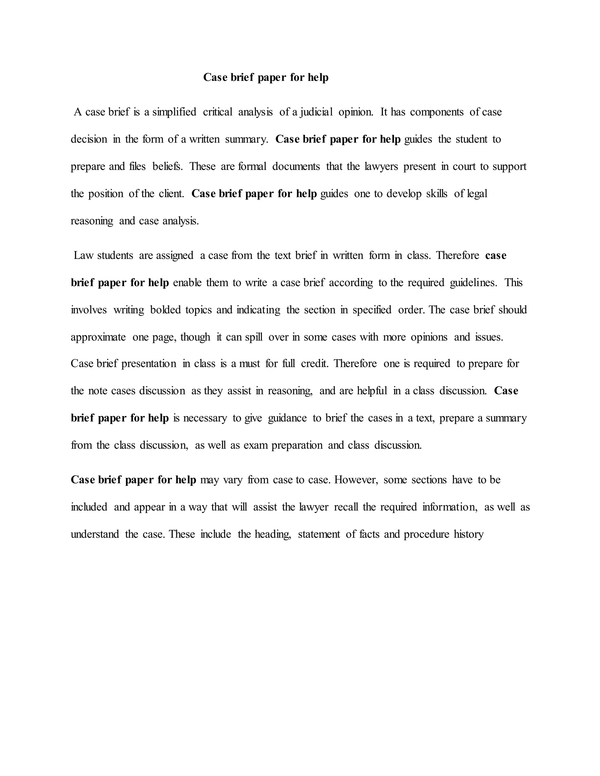 Case Brief Paper for Help | PDF