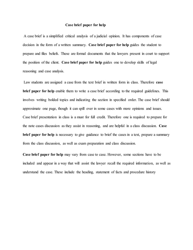 Case Brief Paper for Help | PDF | Free Download