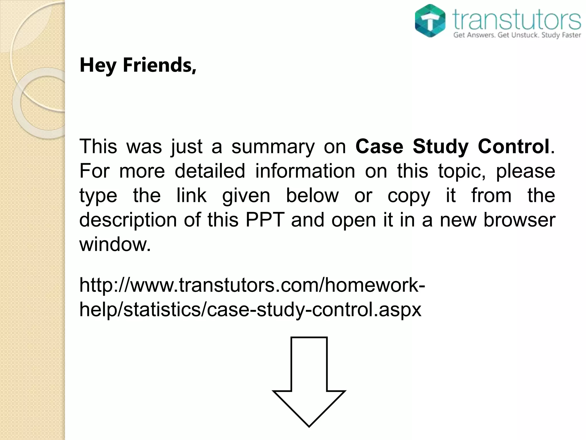 Case Study Control | Statistics | PPT