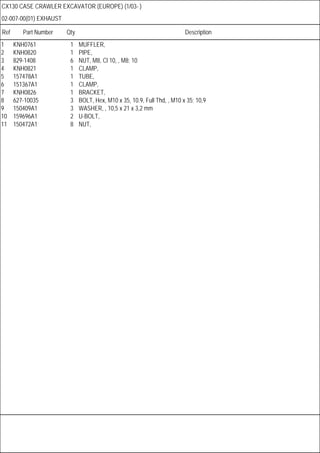 Case cx130 crawler excavator parts catalogue manual | PDF
