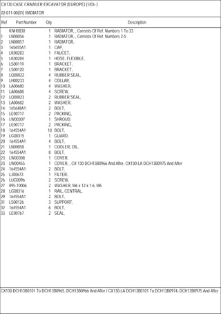 Case cx130 crawler excavator parts catalogue manual | PDF