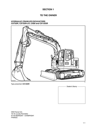 Case cx135 sr tier 3 crawler excavator operator manual | PDF