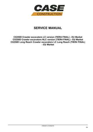 Case cx250 d crawler excavator service repair manual | PDF