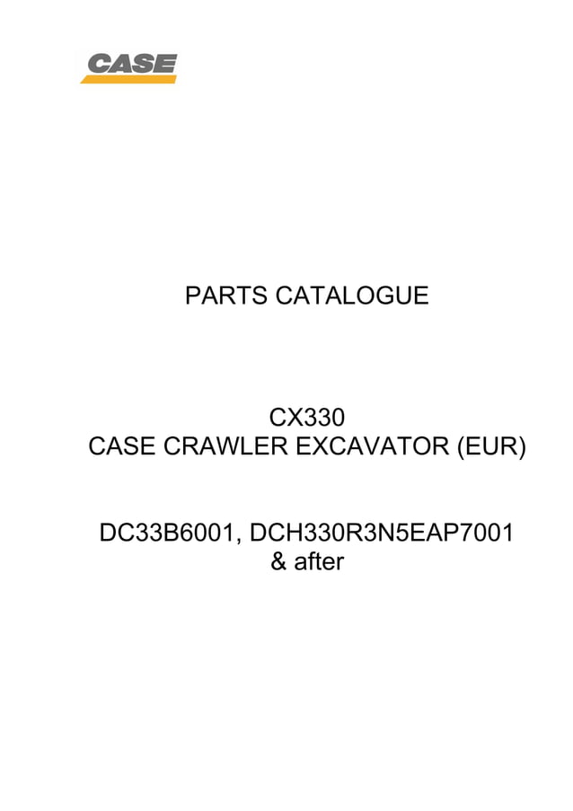 Case cx330 crawler excavator parts catalogue manual | PDF