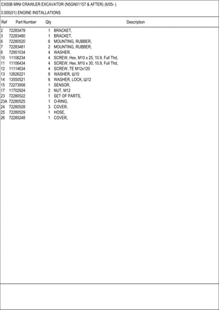 Case cx50 b mini crawler excavator parts catalogue manual | PDF
