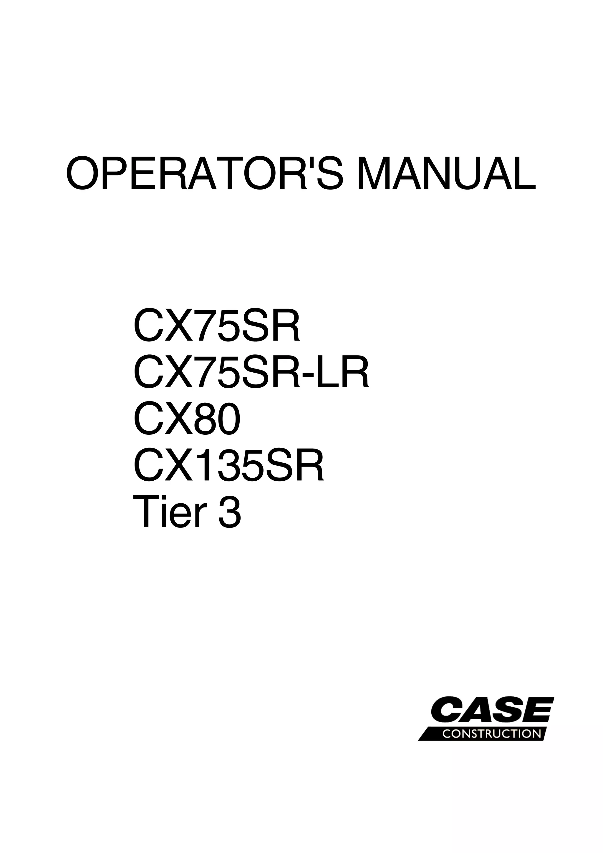 Case cx75 sr tier 3 crawler excavator operator manual | PDF