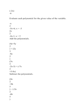 CaseExponents and PolynomialsAssignment Expectations.docx