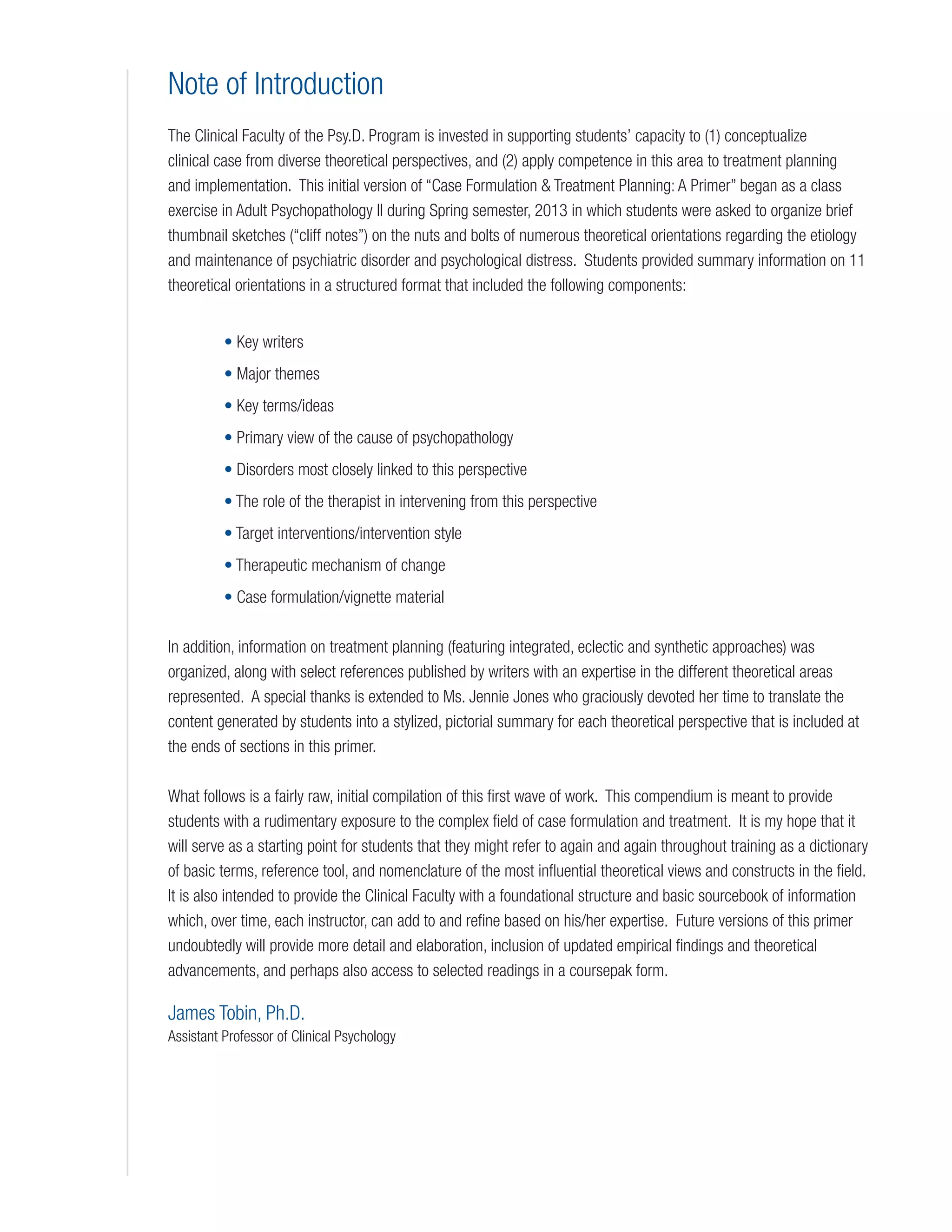 Clinical Psychology Case Formulation and Treatment Planning: A Primer | PDF