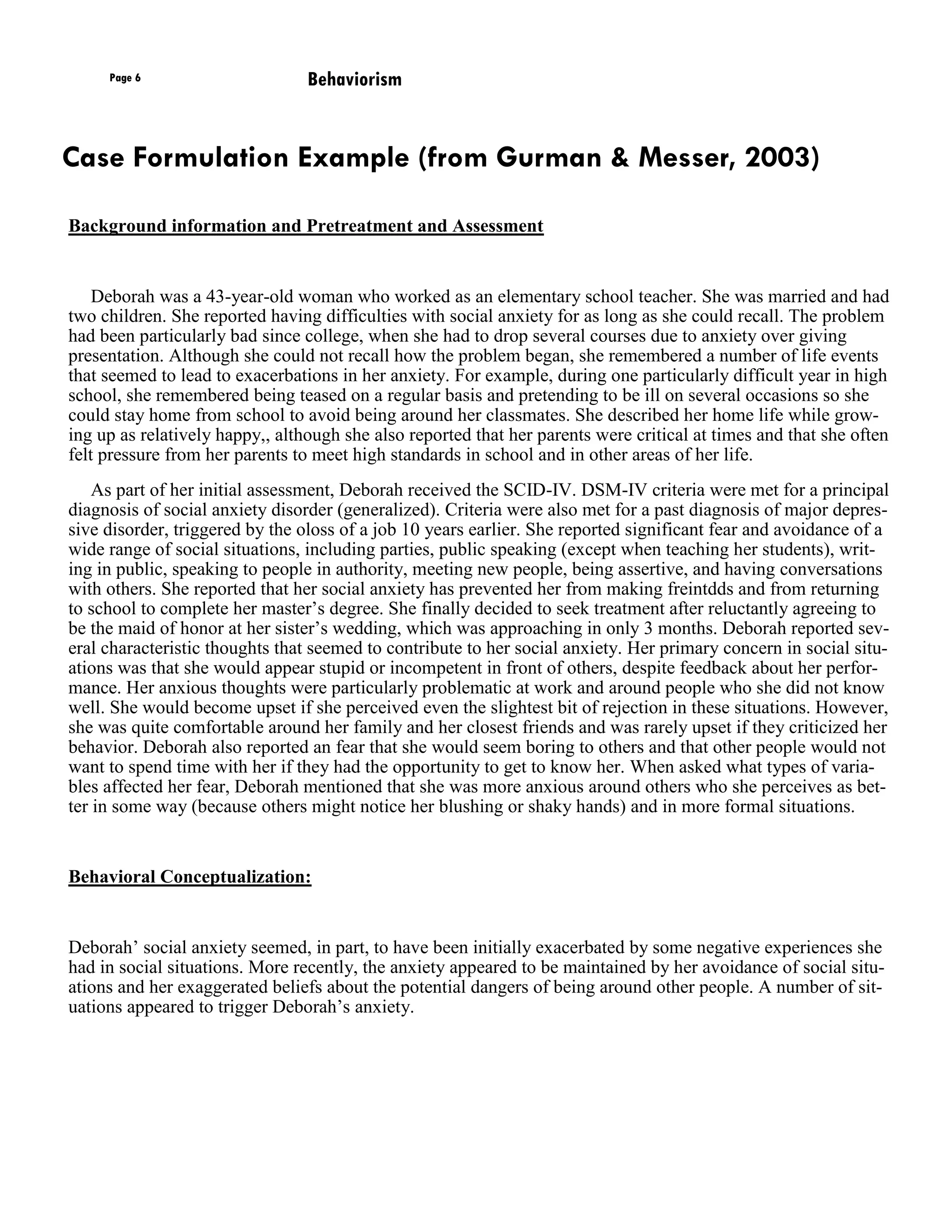 Clinical Psychology Case Formulation and Treatment Planning: A Primer | PDF
