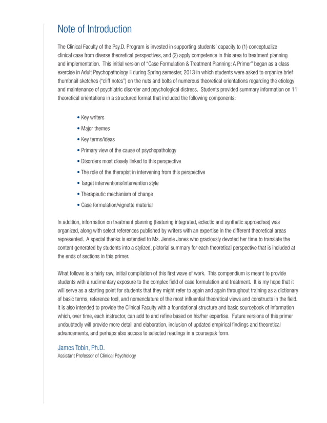 Clinical Psychology Case Formulation and Treatment Planning: A Primer | PDF