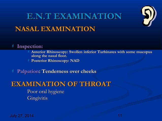 Case history sinusitis | PPT | Ear, Nose and Throat Conditions ...