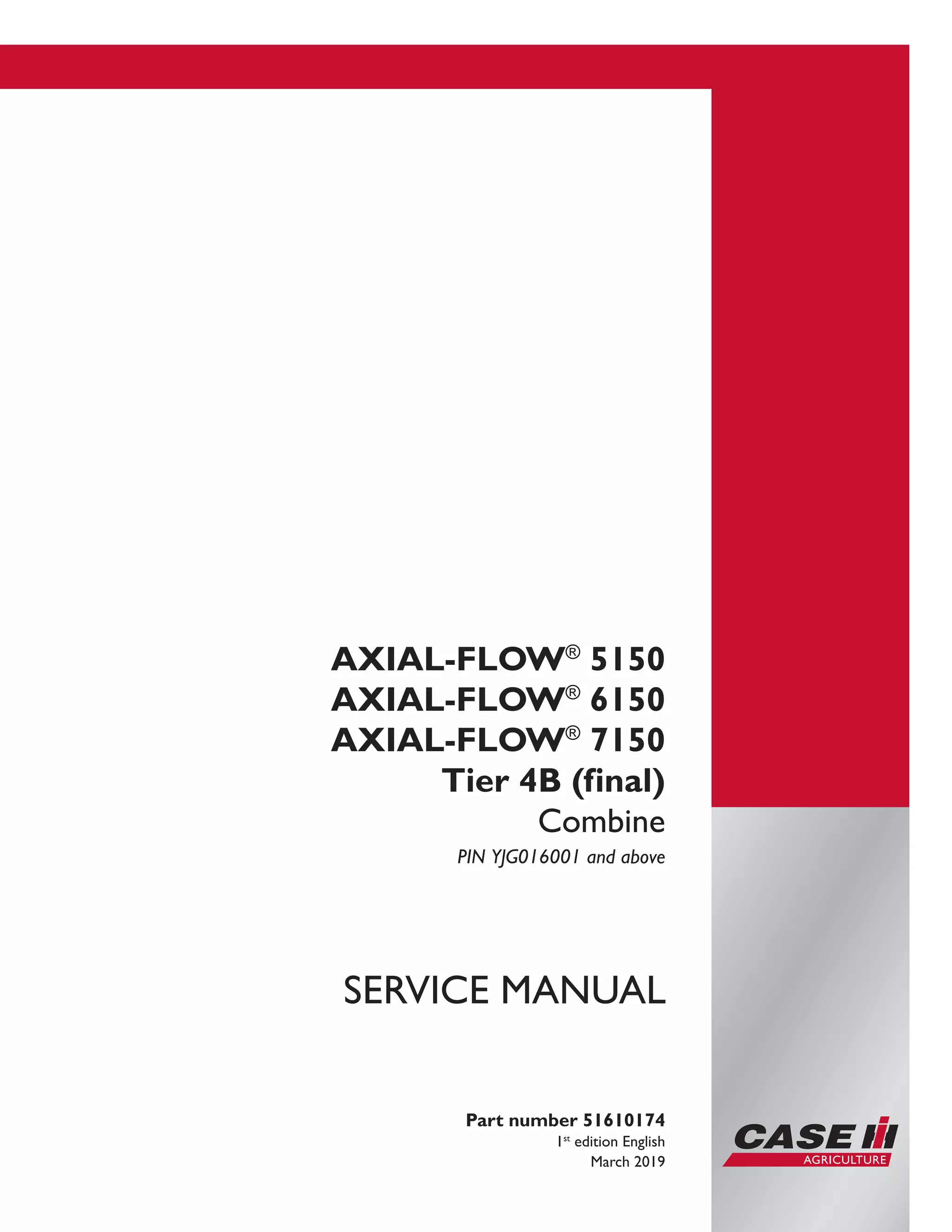 Case ih axial flow 5150 tier 4 b (final) combine service repair manual ...