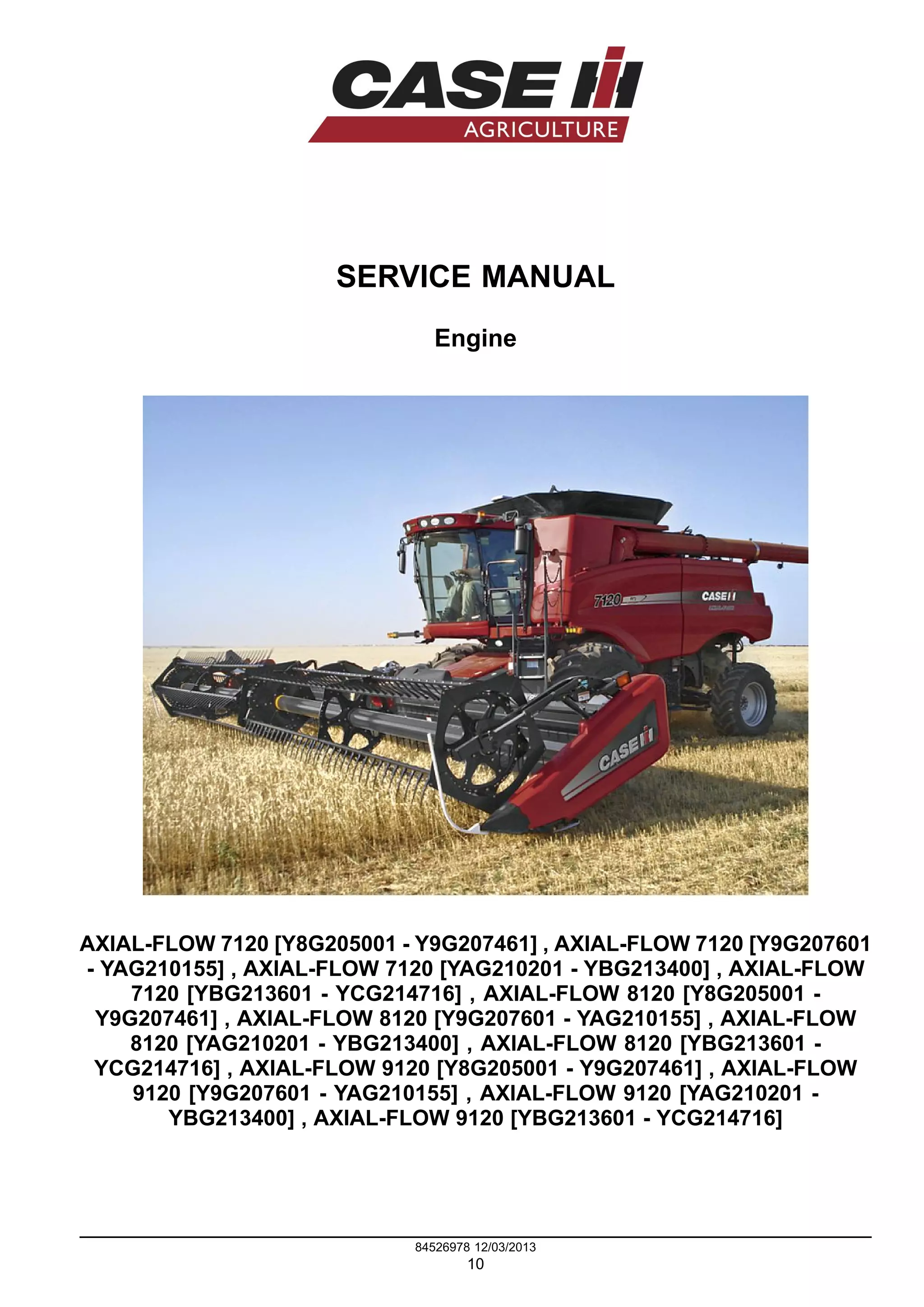 Case ih axial flow 7120 combine service repair manual | PDF