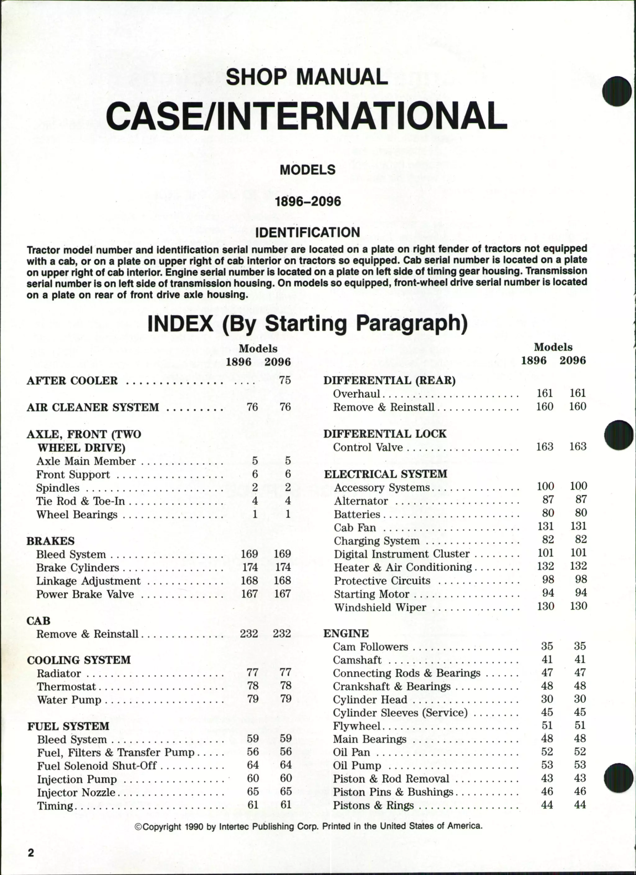 Case ih case international 1896 tractor service repair manual | PDF