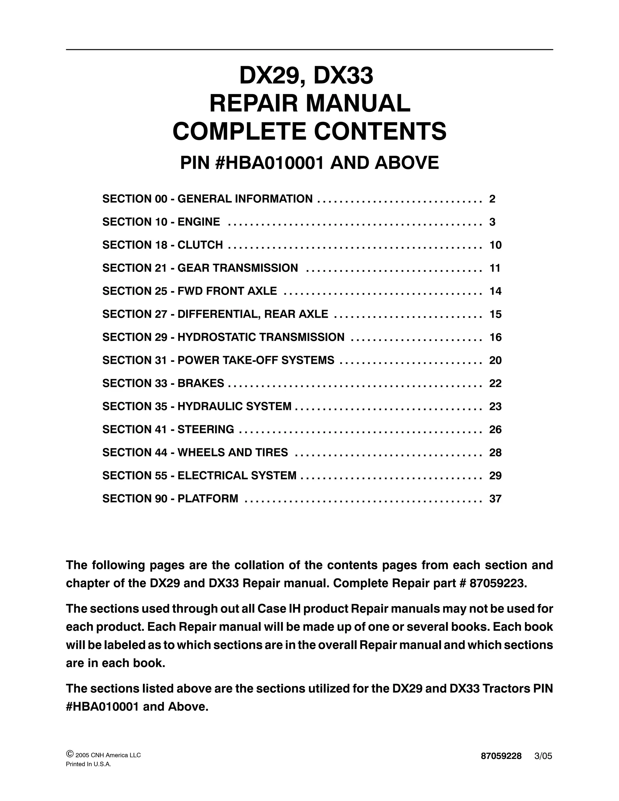 Case ih dx29 tractor service repair manual | PDF