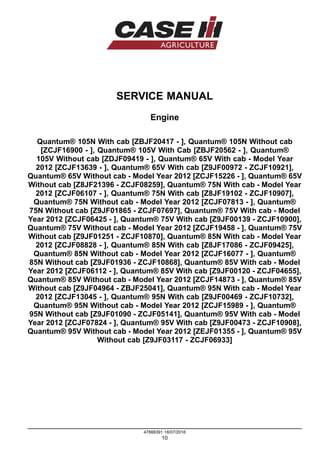 Case ih quantum 105 n tractor service repair manual | PDF