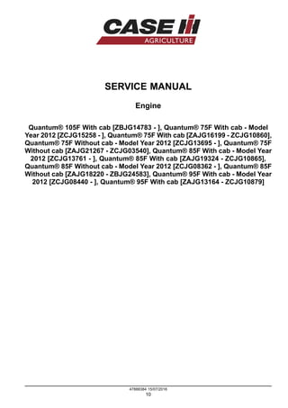 Case ih quantum 95 f tractor service repair manual | PDF