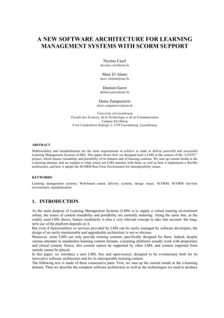 A New Software Architecture for LMS with SCORM Support | PDF