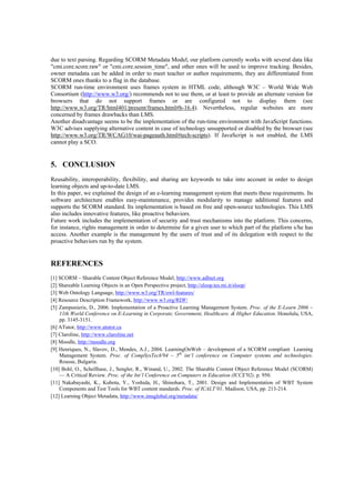 A New Software Architecture for LMS with SCORM Support | PDF