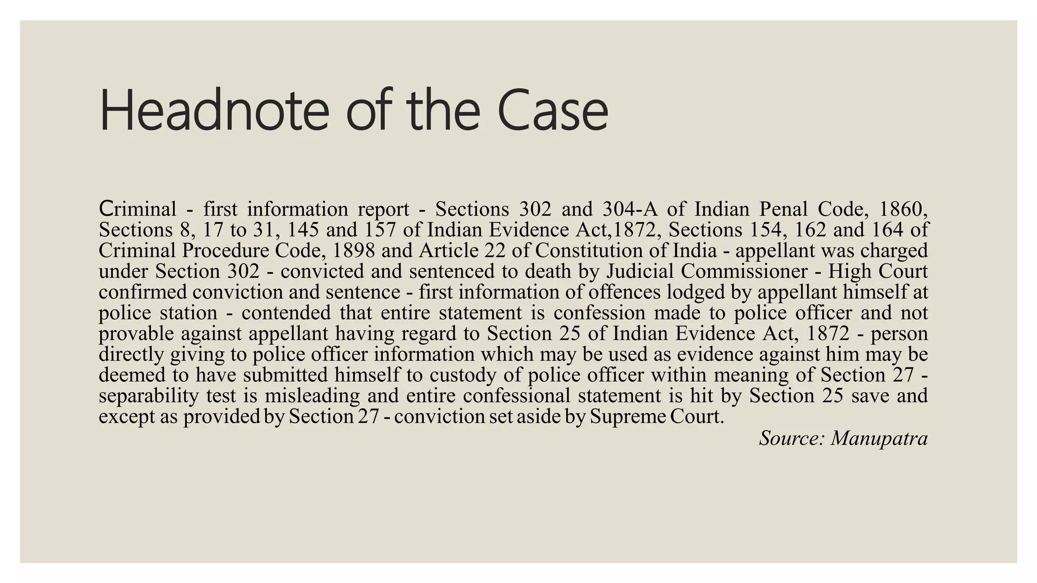 Case law Aghnoo Nagesia Vs State of Bihar | PPTX