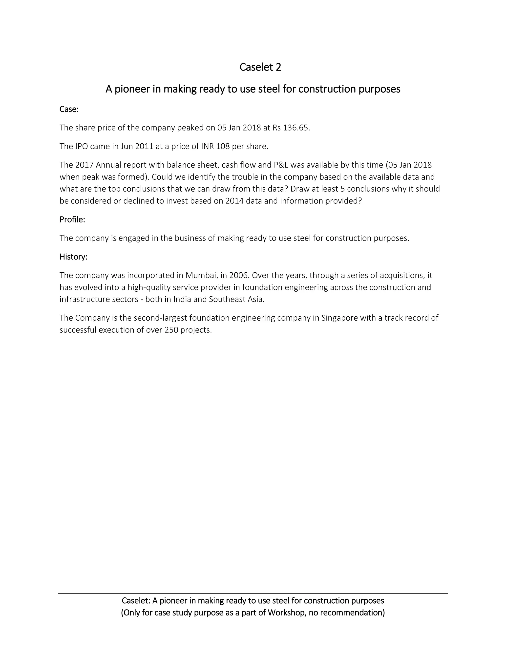 Caselet 2_A pioneer in making ready to use steel for construction ...