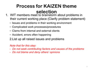 KAIZEN Step 1: Selection of KAIZEN THEME | PPT