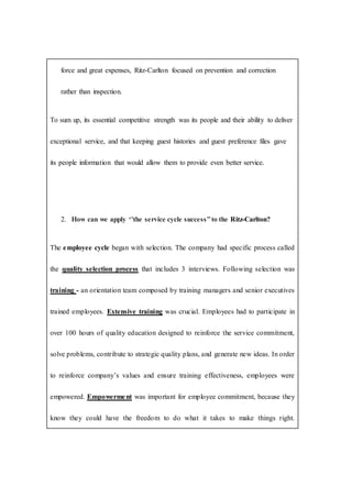 The Ritz-carlton: Using information systems to better serve the ...